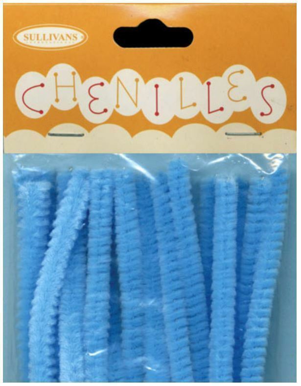 6mm Light Blue Chenille Sticks (Pipe Cleaners) 18 pack - Ann Simpson